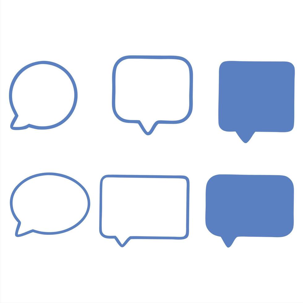 Speech Bubble Icon Set Blue Outline and Filled Versions in Various ...