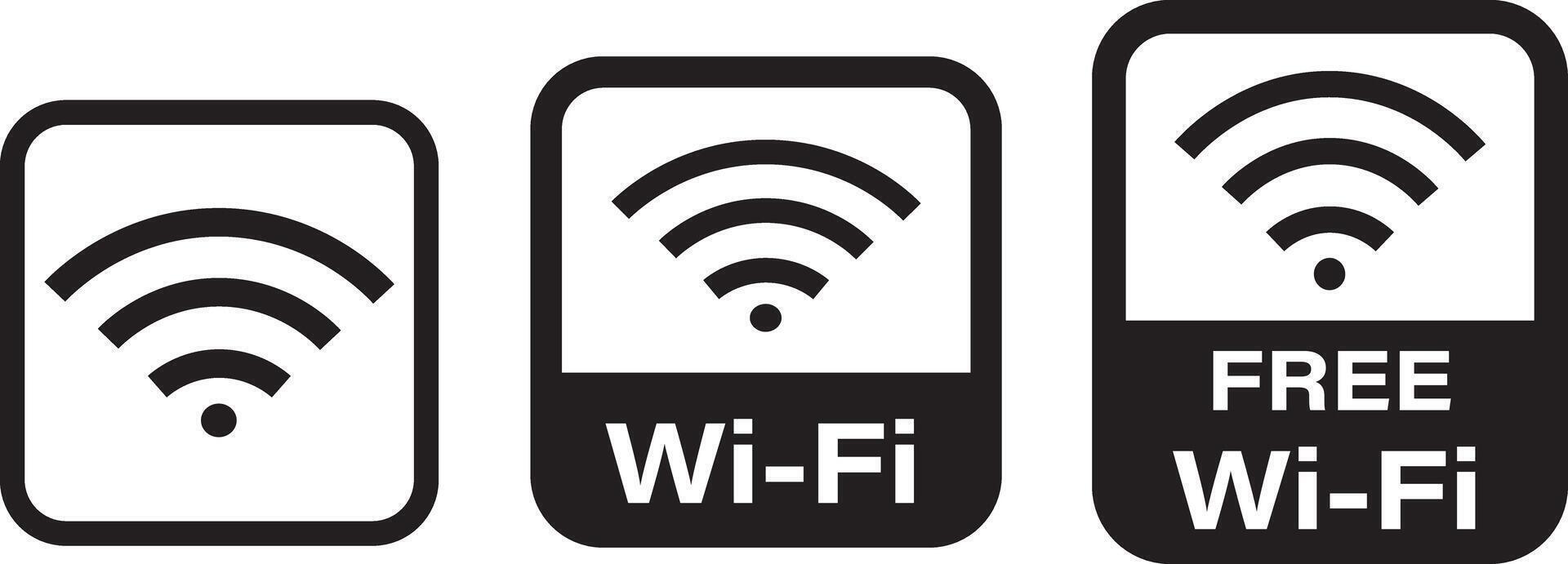 Free Wi-Fi. WiFi icon set. Internet connection symbols. wifi free icon set. wireless network ...