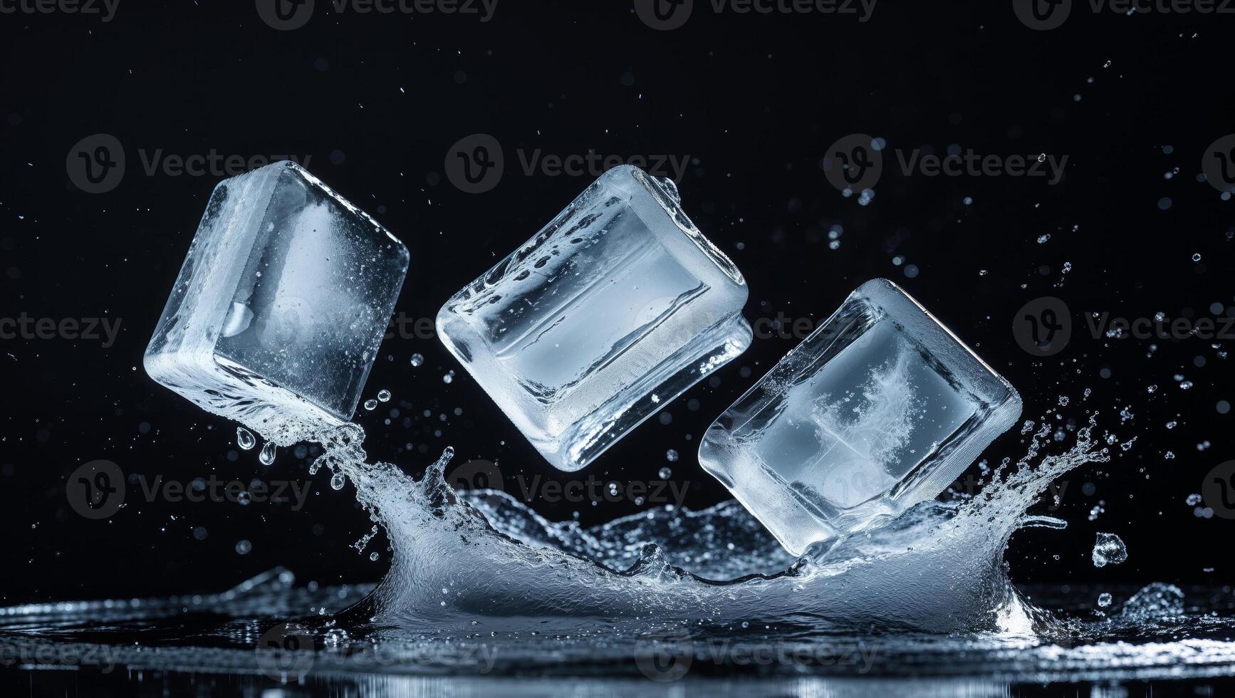 Ice cubes falling into water on a black background 60252835 Stock Photo at Vecteezy