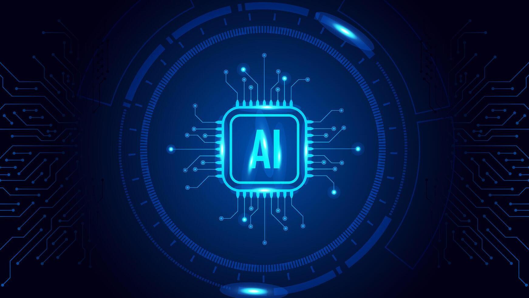 Artificial Intelligence Futuristic Microchip Cpu Circuit Board Blue Light Background Micro Chip