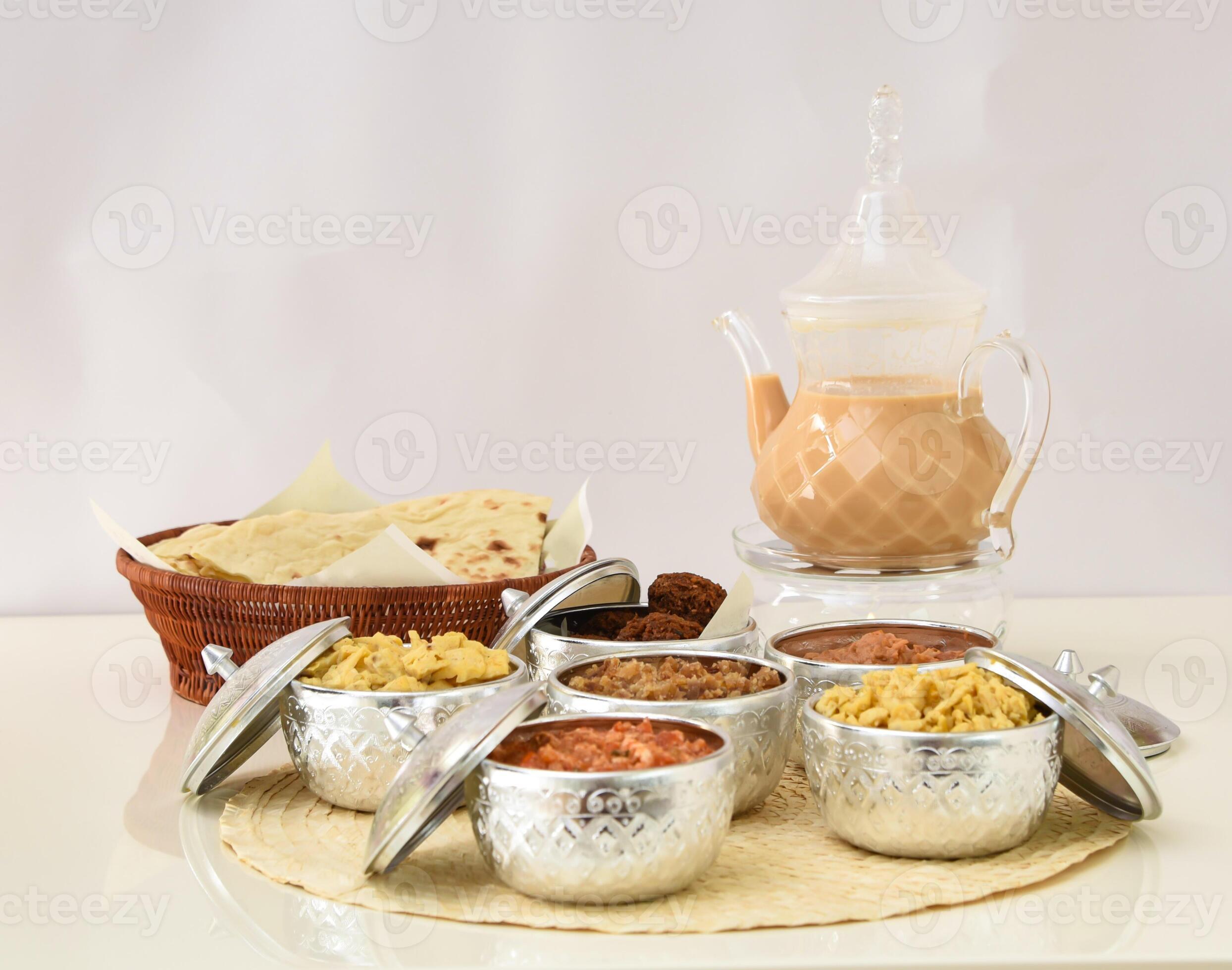 Traditional Middle Eastern Breakfast with Flatbread, Falafel, Assorted ...