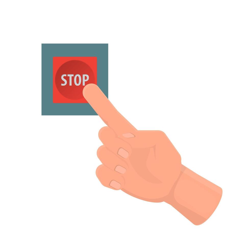 The stop button. The hand presses the stop button 60263786 Vector Art ...