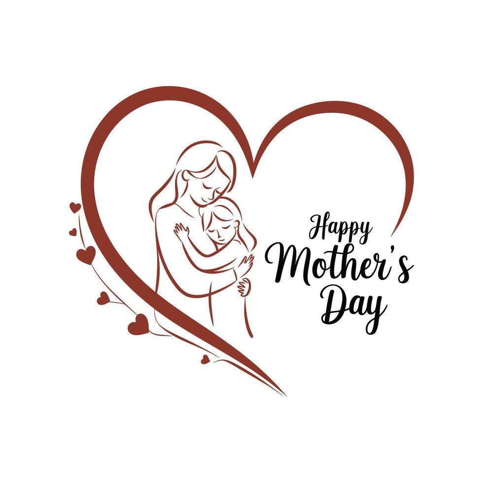 Happy Mother's Day Heart Illustration with Mom and Child 60271954 Vector Art at Vecteezy