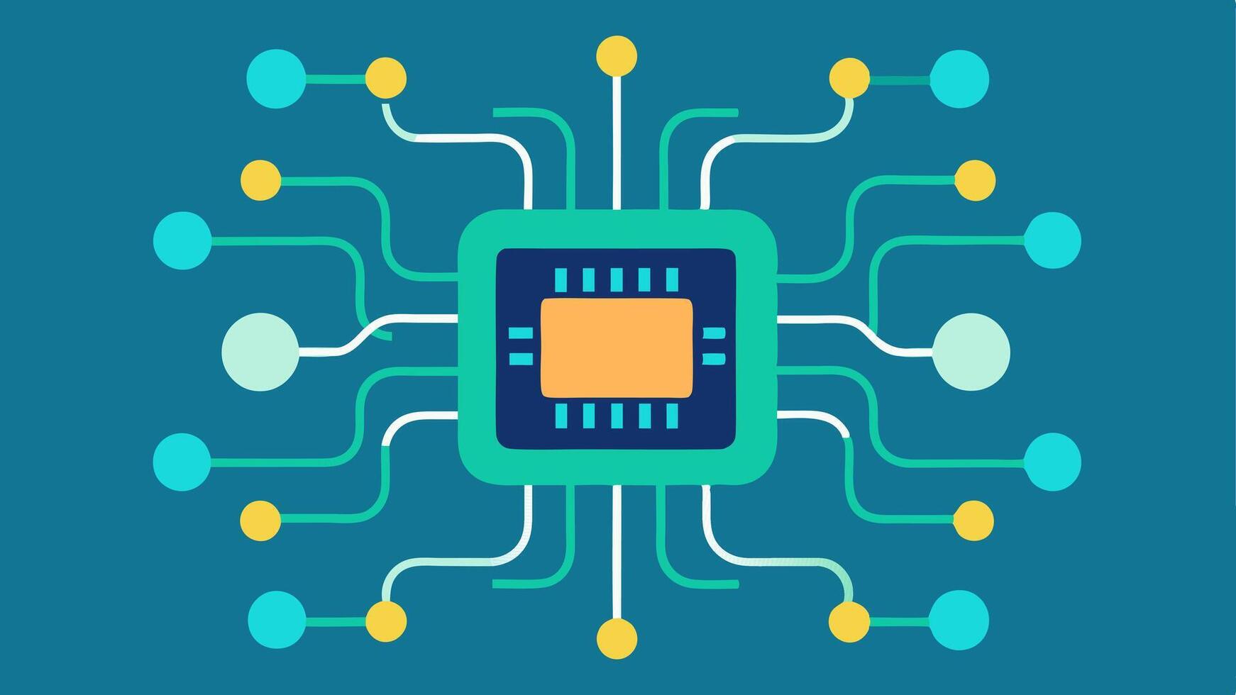 Computer Processing A computer processor surrounded by flowing lines of ...