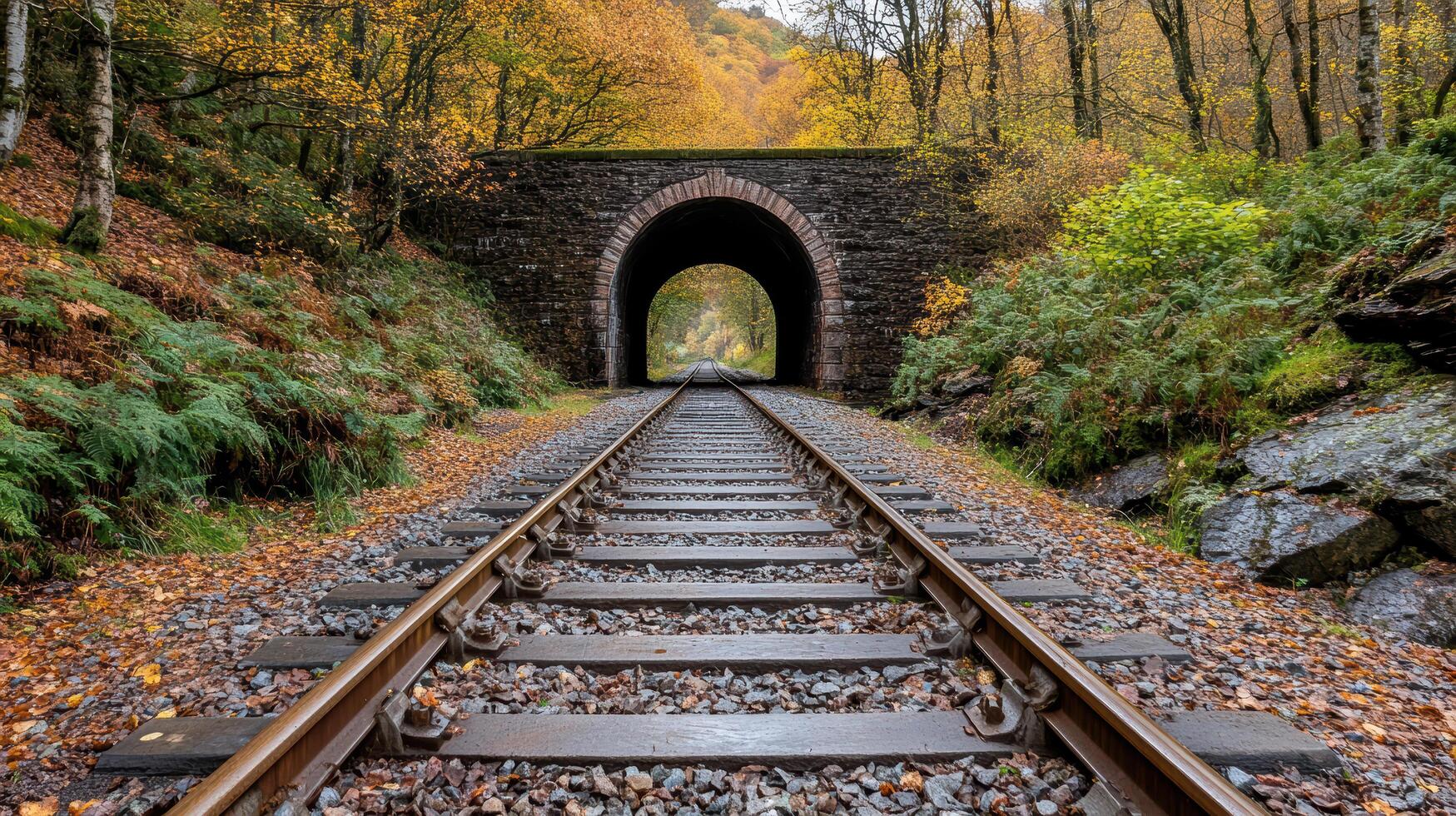 A tunnel in the woods with a train track going through it 60287548 Stock Photo at Vecteezy