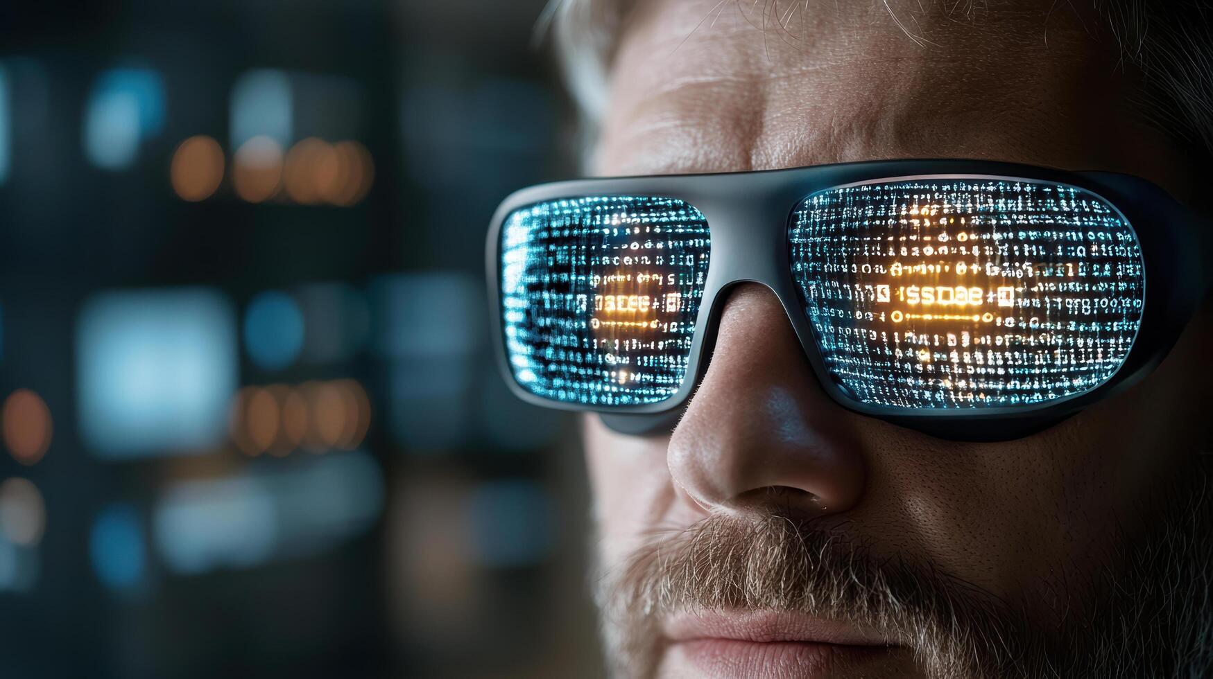 A man wearing glasses with binary code on them 60291833 Stock Photo at Vecteezy