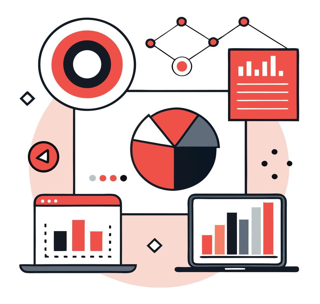 Data Analysis Concept With Charts Graphs And Computer Devices In ...