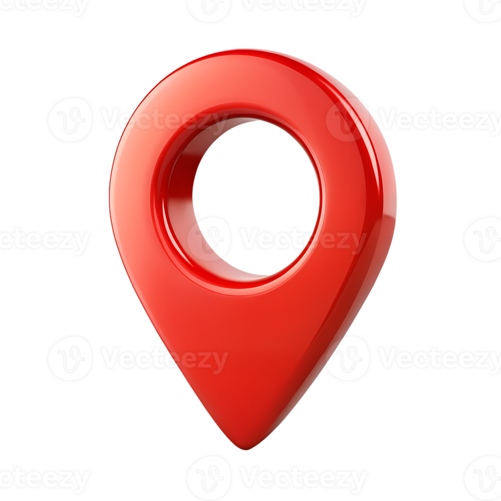 Shiny Red 3D Location Marker Icon Illustration Digital Graphic Design Element isolated on white ...