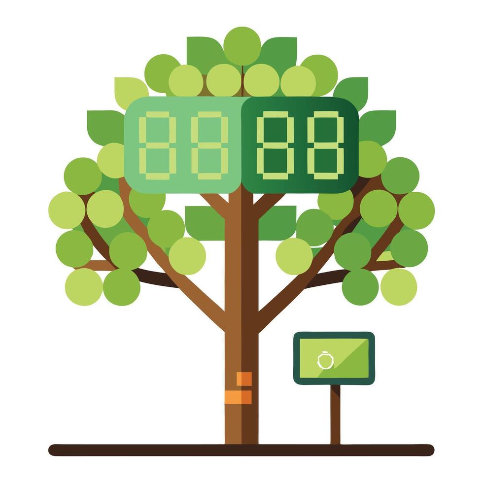 Unique Tree with Digital Clock Numbers as Leaves in a Modern Design ...