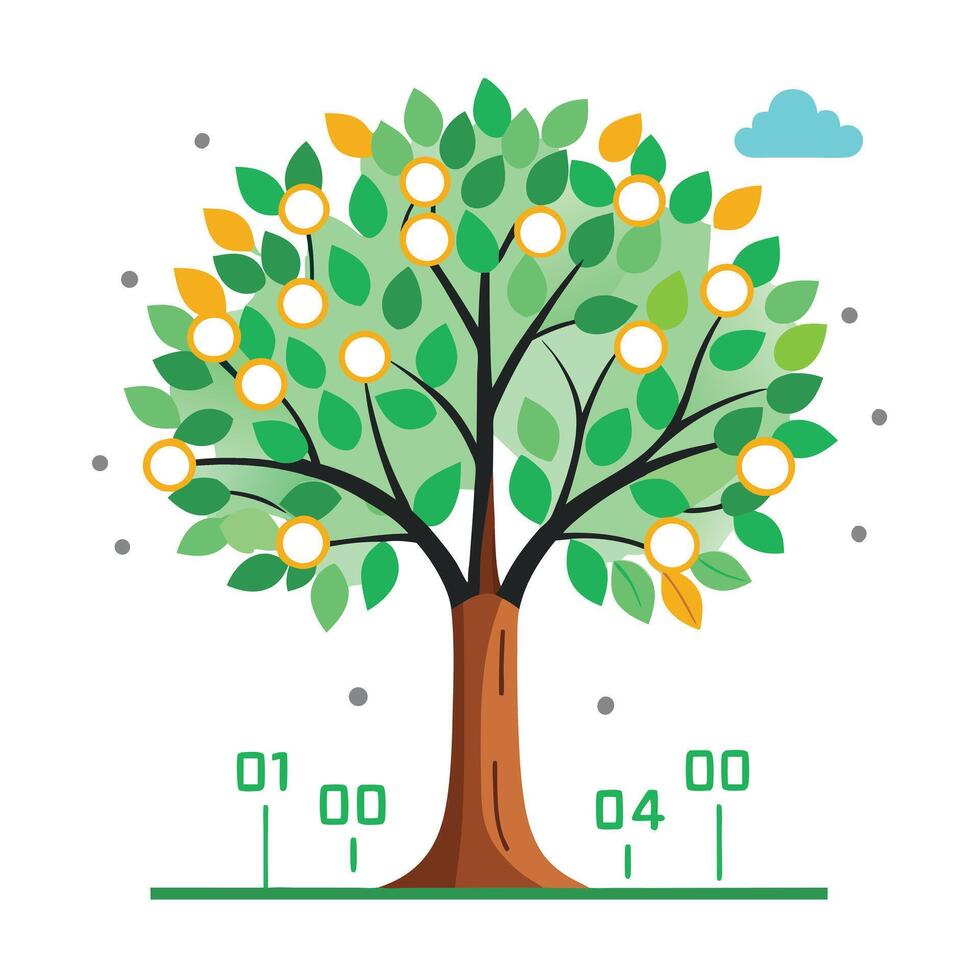 Flat Tree Design with Falling Binary Code Leaves for a Digital Tree ...
