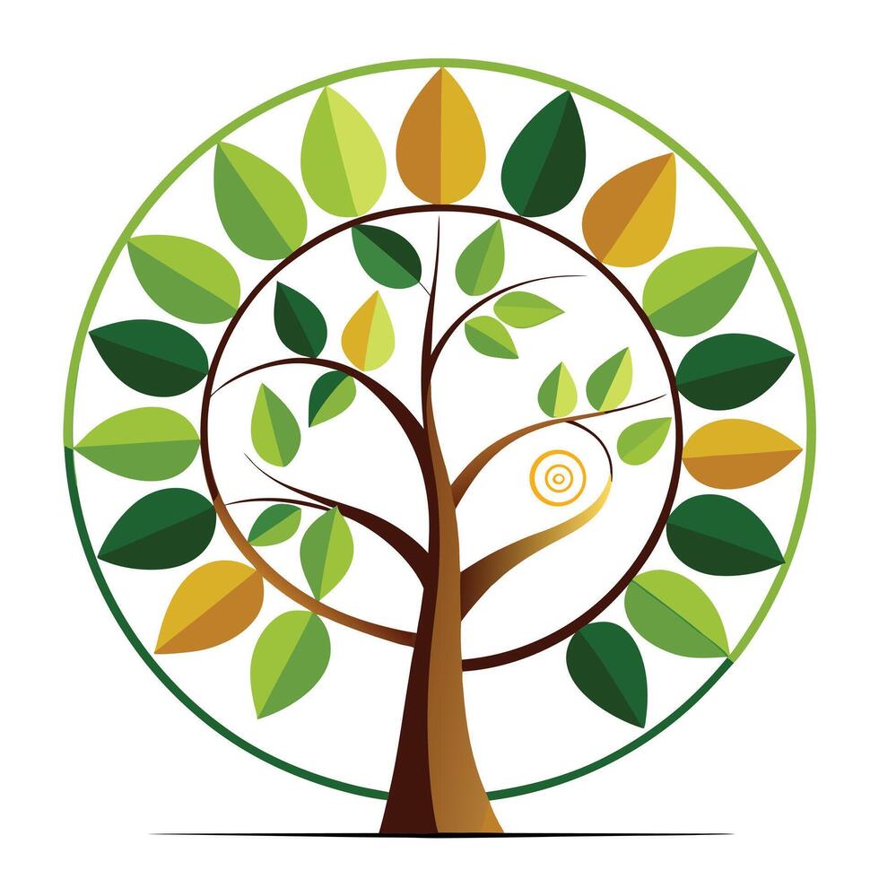 Artistic Tree with Fibonacci Spiral Leaves in a Colorful Design ...