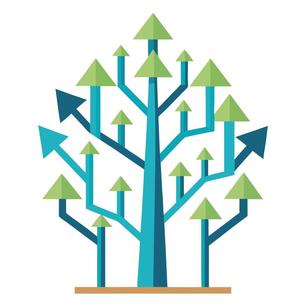 Development tree graphic with rising arrows as its symbolic branches ...