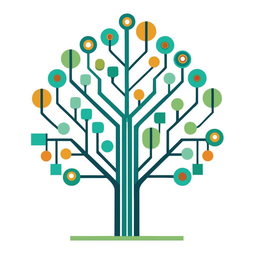 Electronic tree design featuring leaves forming a digital circuit ...