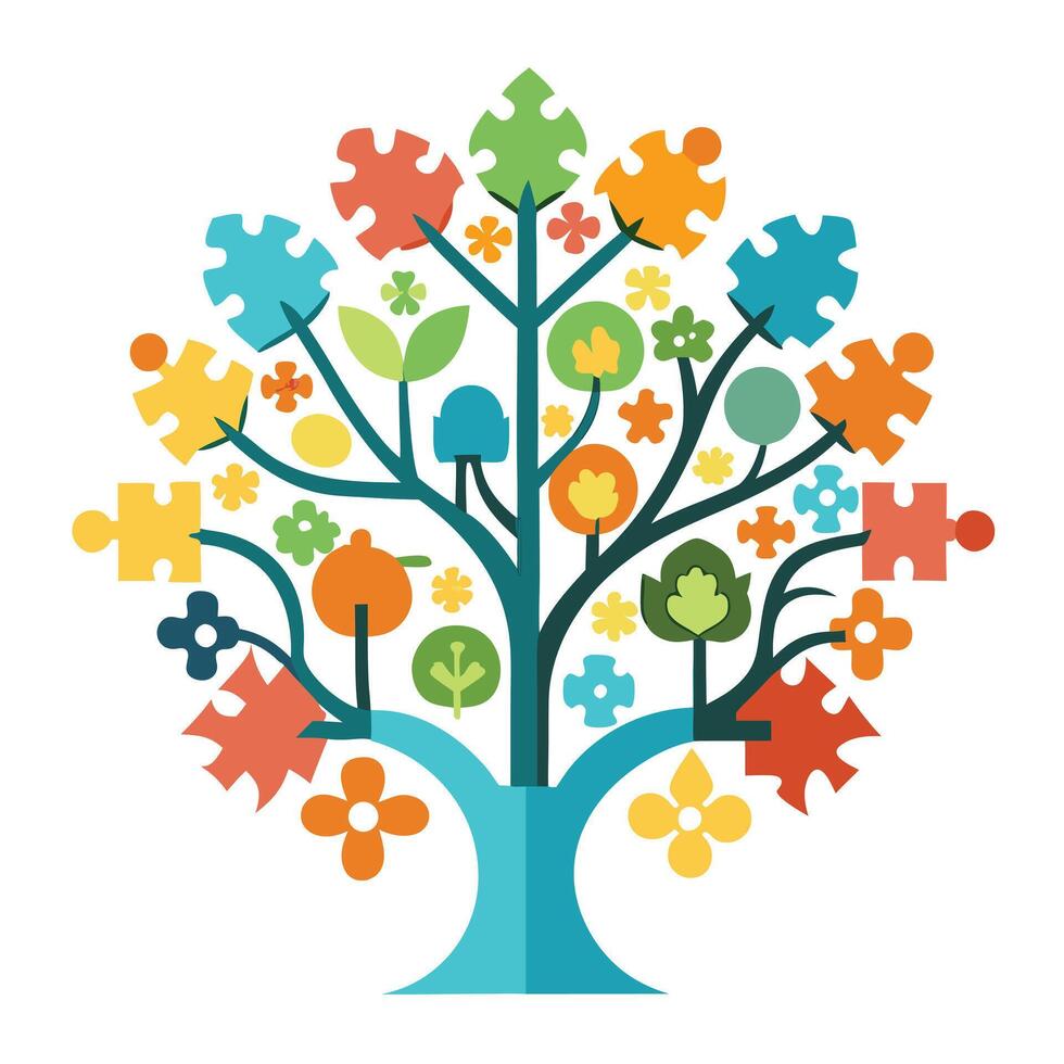 Problem Solving Tree Flat Puzzle Piece Leaves 60316621 Vector Art at Vecteezy