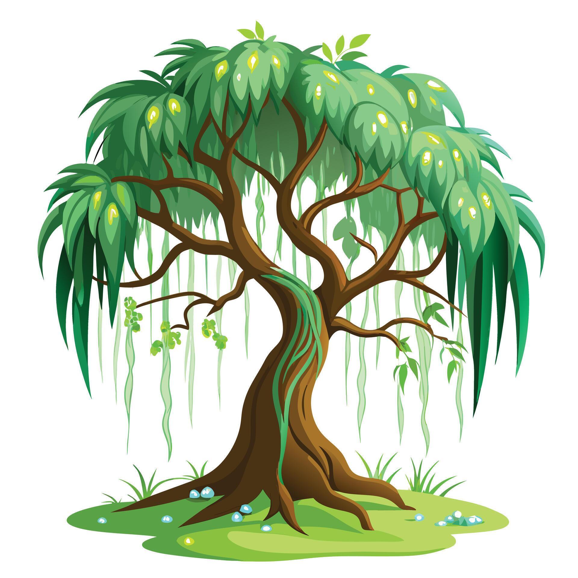 Unique design of a tree with tangled vines draping from its canopy ...