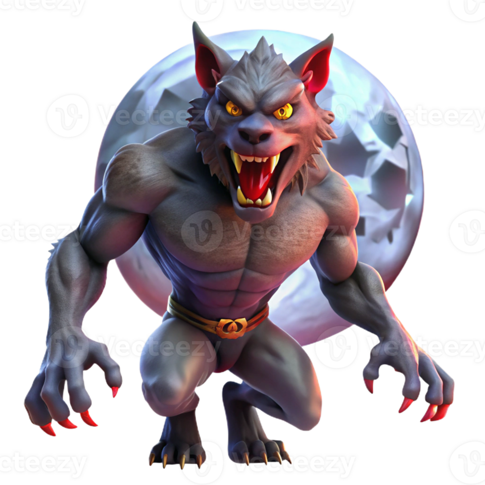 elegant rustic A Fierce Werewolf with Glowing Red Eyes 4K 60326560 PNG