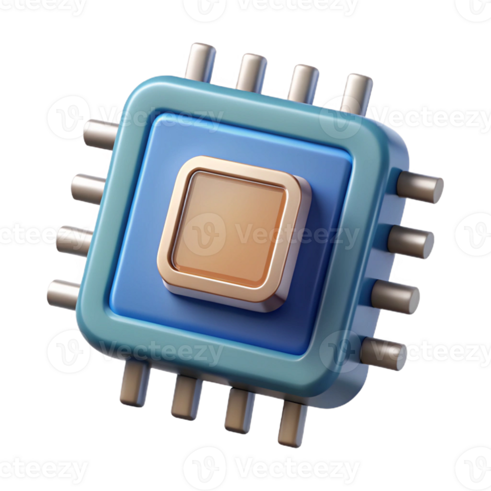 Dramatic Radiant Photorealistic Isolated Cutout Of A Single Microchip