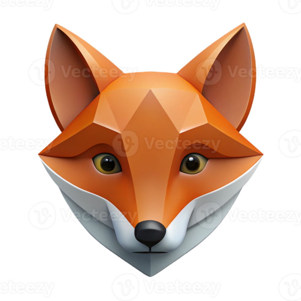 Dramatic Coveted Minimal Geometric Fox Face Clean Lines Flat Color Crisp Edges Scalable