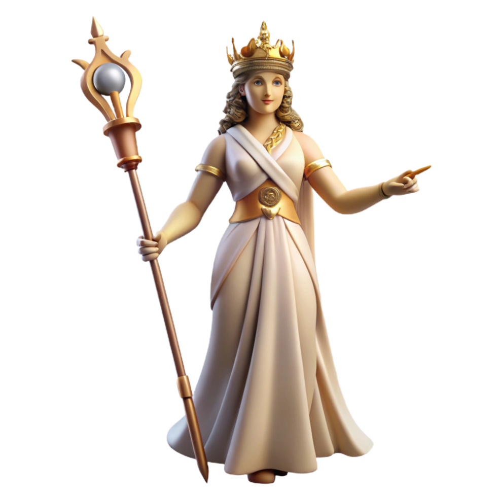 energetic magnificent Hera, Goddess of Marriage, regal pose, holding scepter with Transparent ...