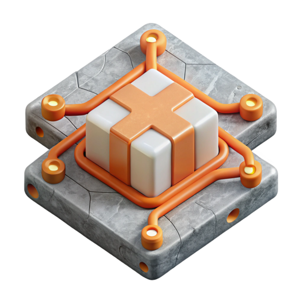 Magnificent Artistic Isometric Circuitry Cutout With Red Energy Lines