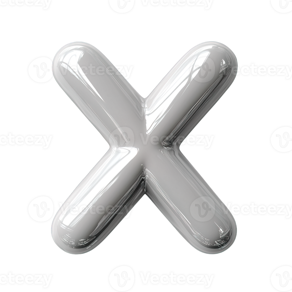 3D shiny white letter X isolated on transparent background 60358815 PNG