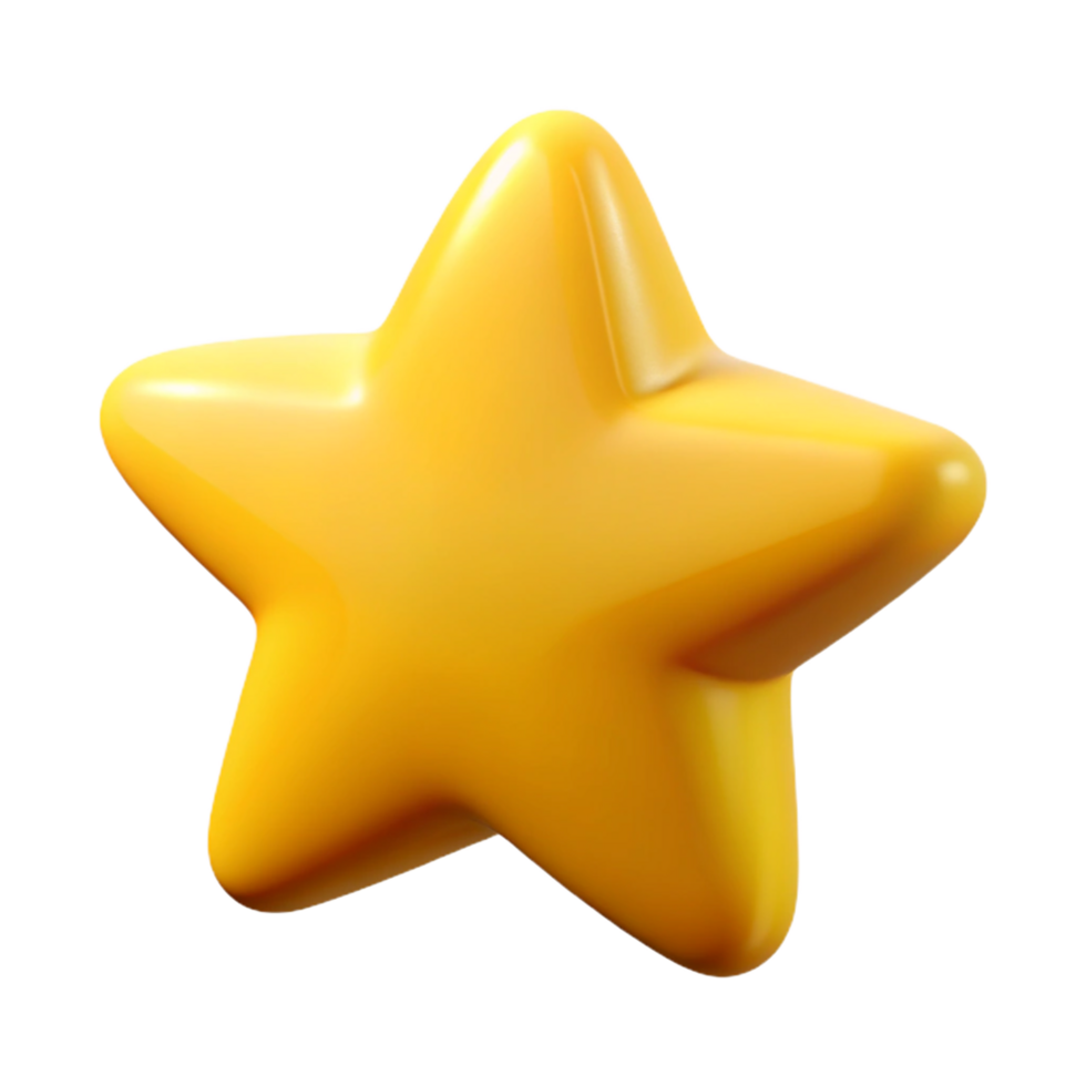 Glossy Golden Star 3D Rendering, Shining Yellow Star Shape on Backdrop, Object 60358964 PNG