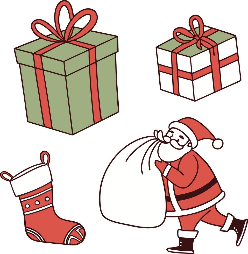 santa claus and christmas gifts vectors 60370489 Vector Art at Vecteezy