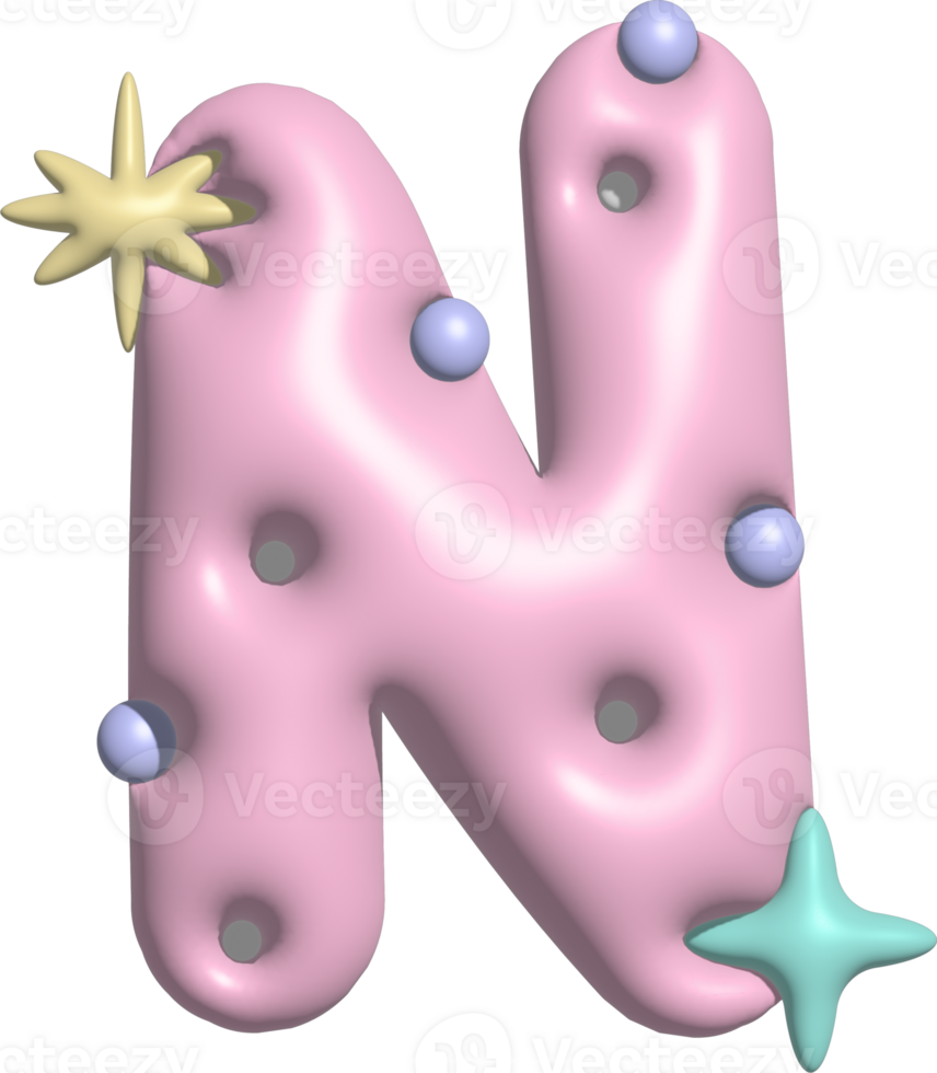 Bubblegum Pink Font Letter N 60377948 PNG