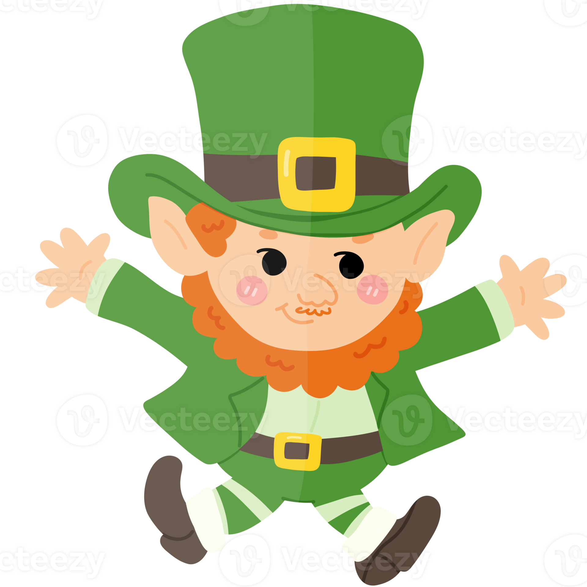 Happy St Patrick Day Leprechaun Leaping in Green Hat Cartoon 60380878 PNG