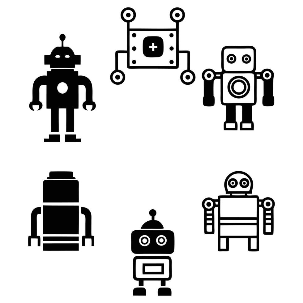 robot íconos conjunto ilustración con dibujos animados diseño símbolos 60381925 Vector en Vecteezy
