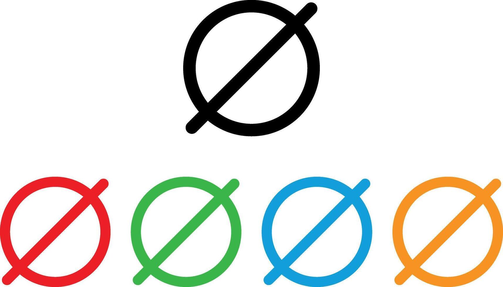 Colorful Slashed Zero Icon Set In Different Colors Empty Icon Null