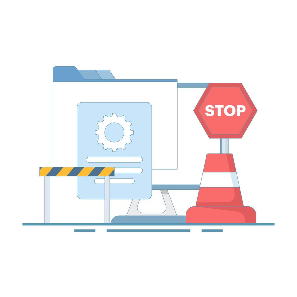 System Maintenance Concept Laptop With System Update Process Software Update Flat Illustration