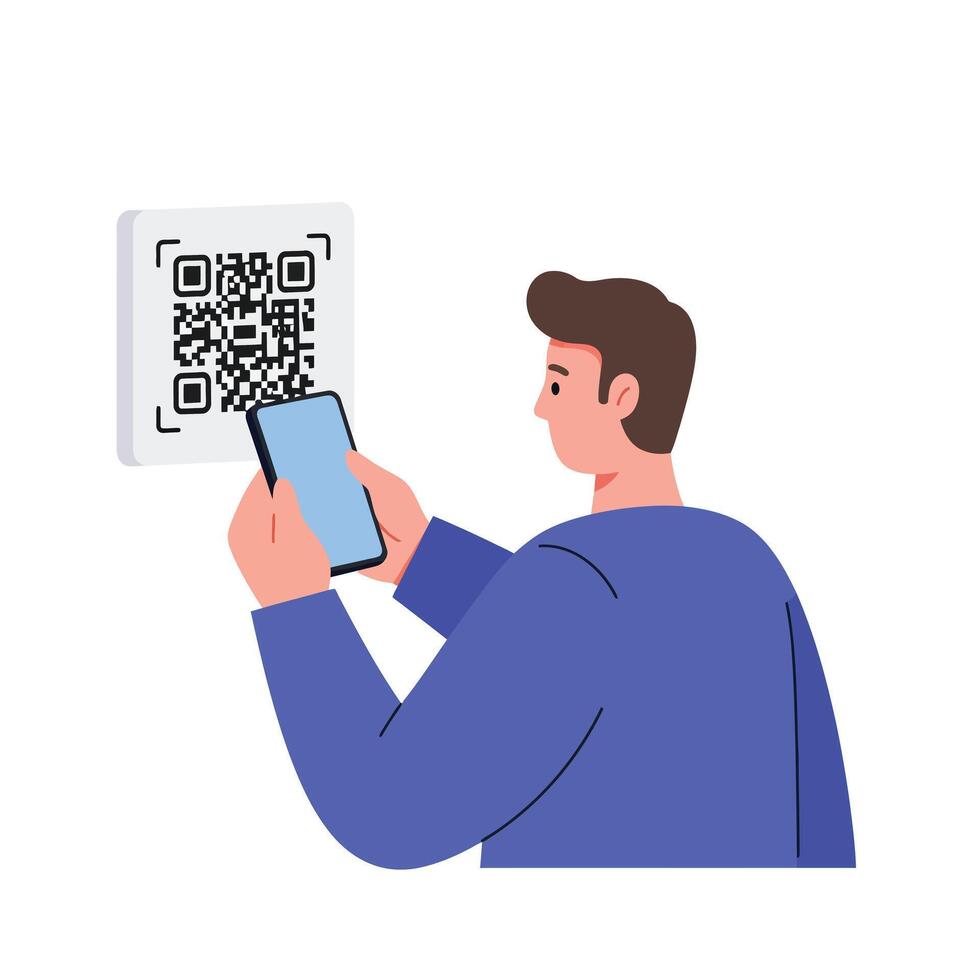 Man scanning QR code with smartphone in flat art style 60401168 Vector ...