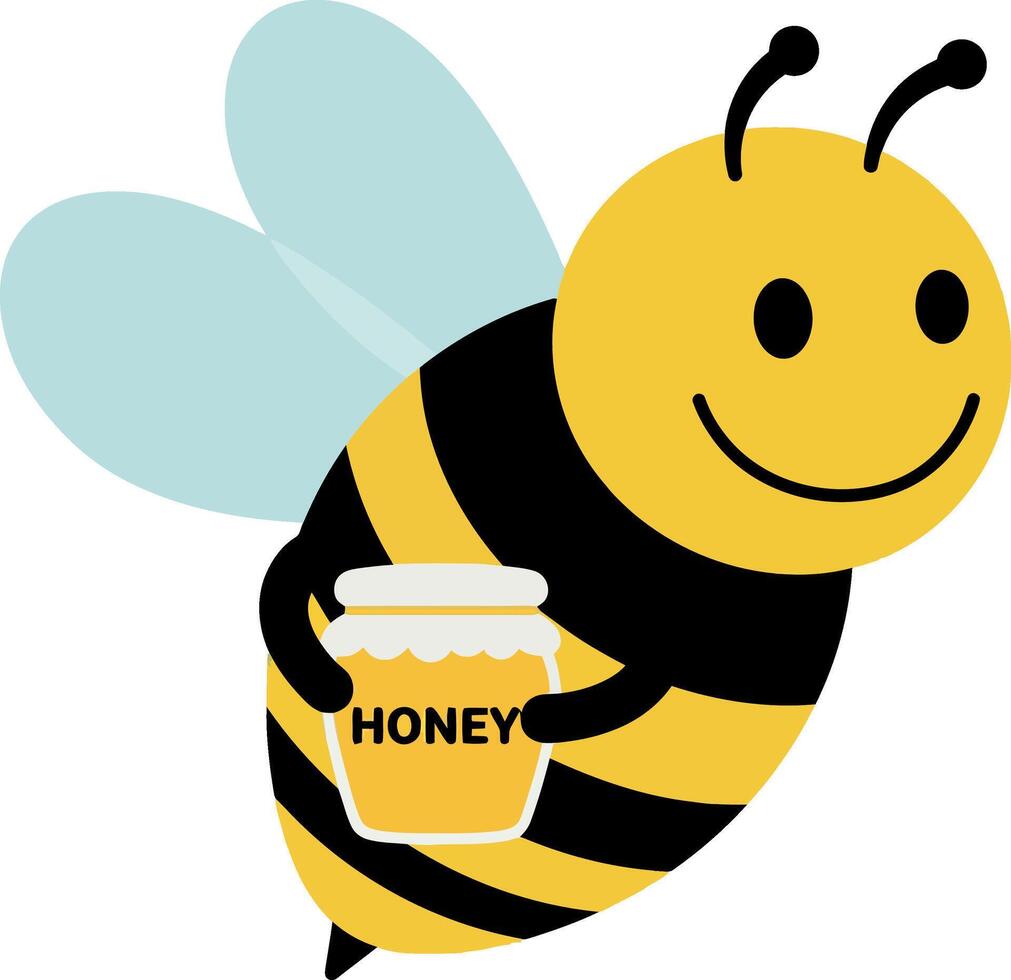 alegre dibujos animados abeja participación un tarro de miel en un ... alegre dibujos animados abeja participación un tarro de miel en un ...