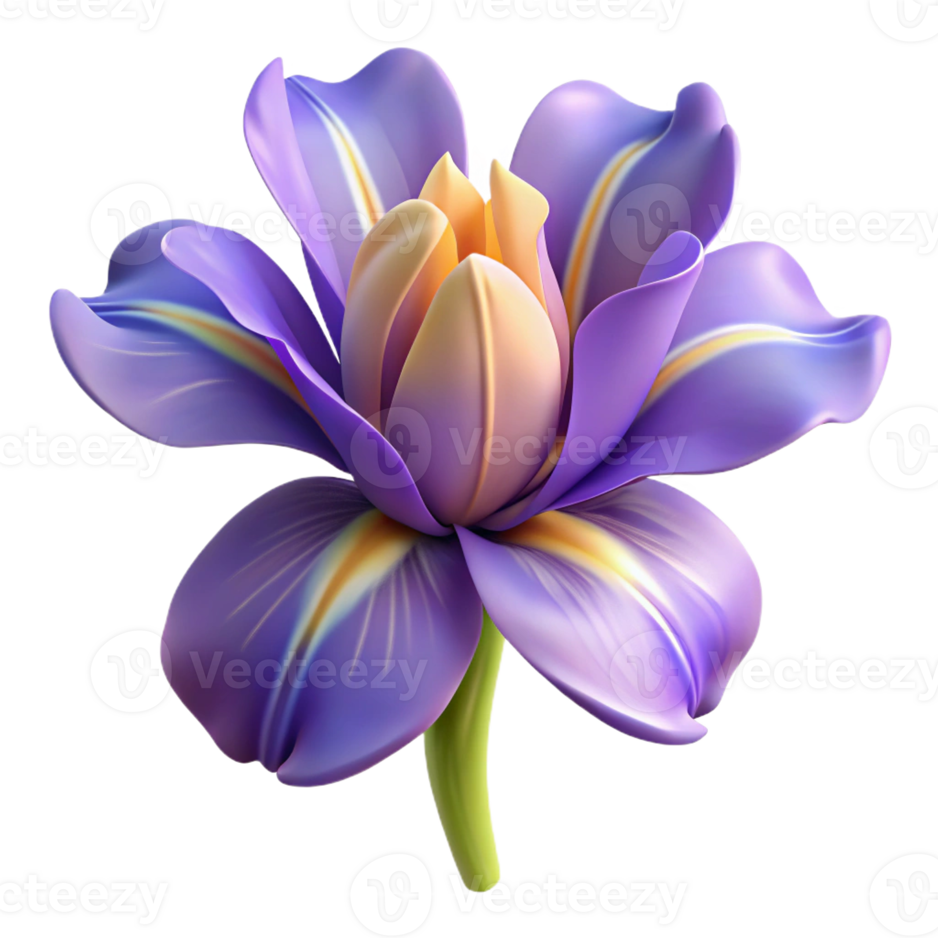 Impressive Timeless Hyper Specific Isolated Cutout Of A Single Art Nouveau Iris Flower