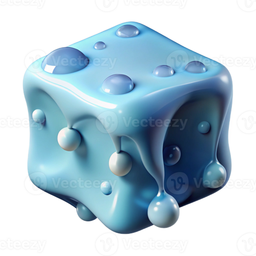 dramatic gorgeous Photorealistic, ultra-detailed isolated cutout of a single, melting ice cube ...