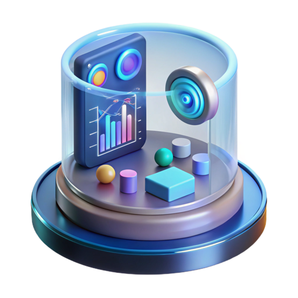 whimsical sumptuous Advanced holographic display showcasing complex data visualizations with ...