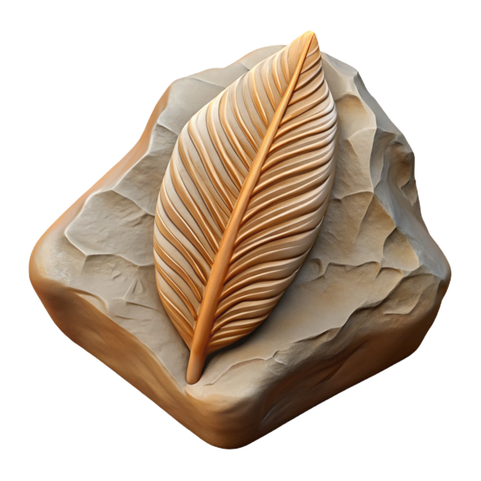Mesmerizing Reflective Baroque Concept Art Style Isolated Cutout Of A Single Fossilized Leaf
