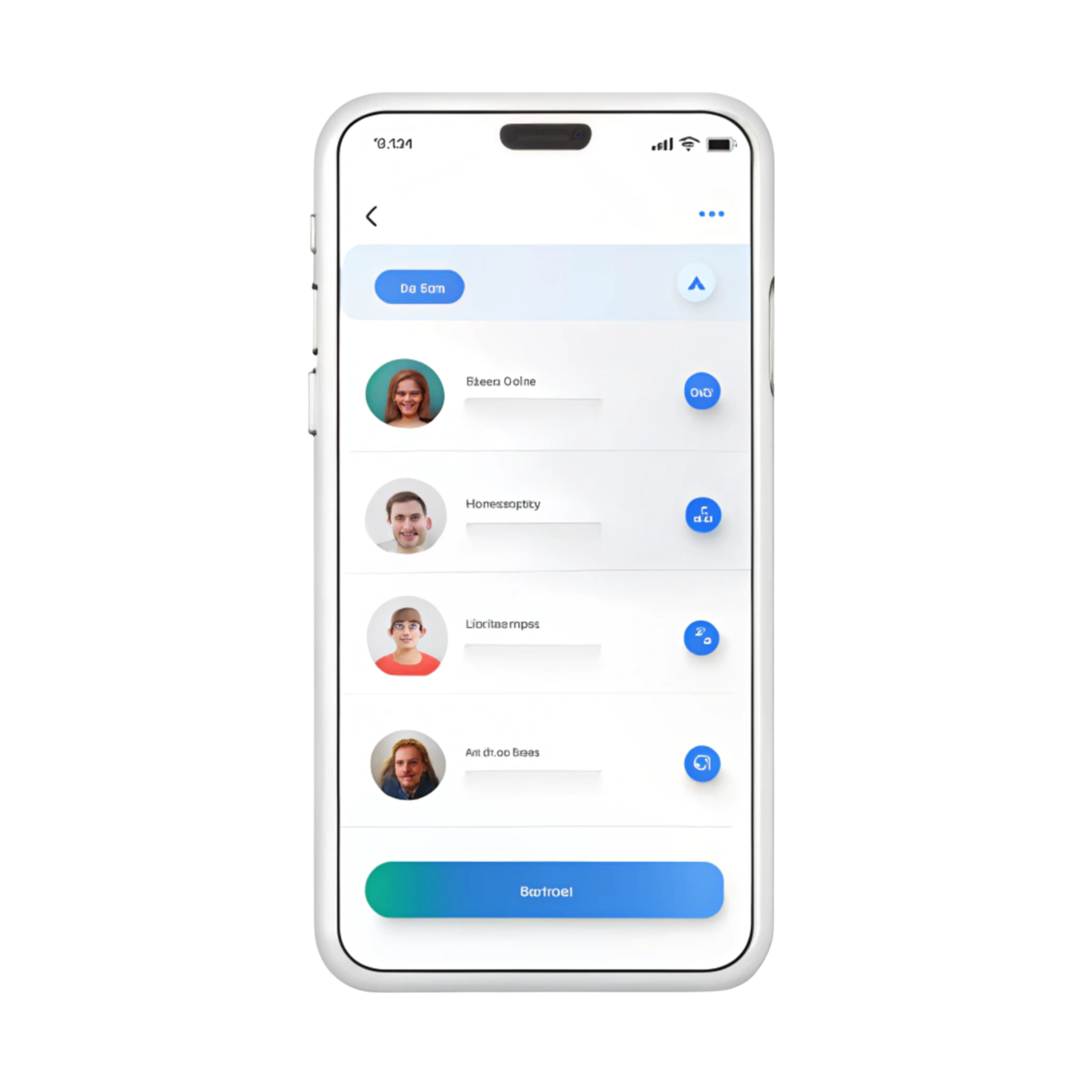 Mobile messaging application UI with avatar icons and message bars ...