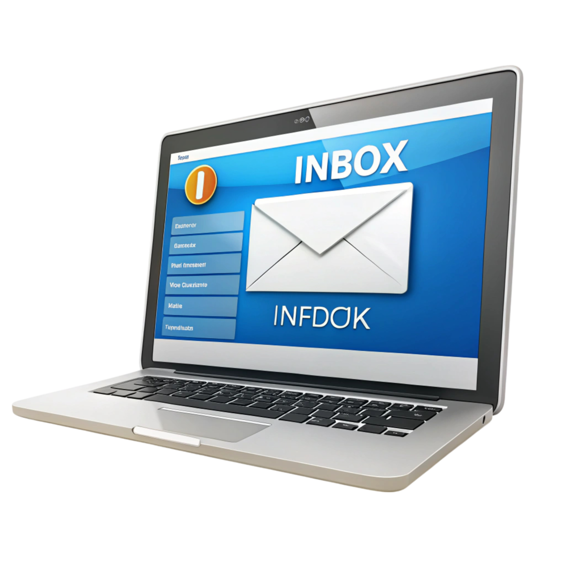Email interface displayed on a laptop with vibrant icons and clear inbox organization in a ...
