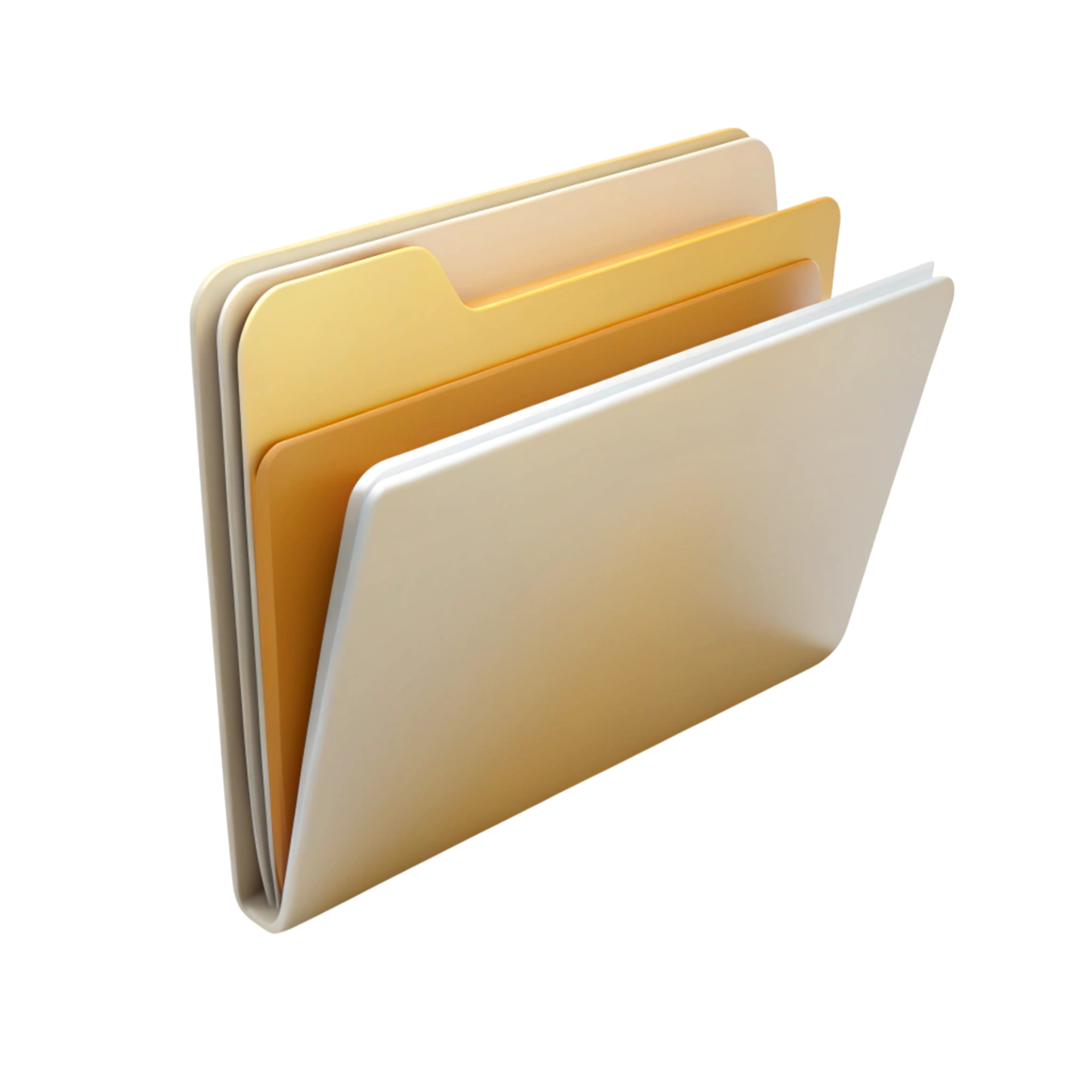 Yellow file folder icon with multiple tabs, isolated on Transparent ...