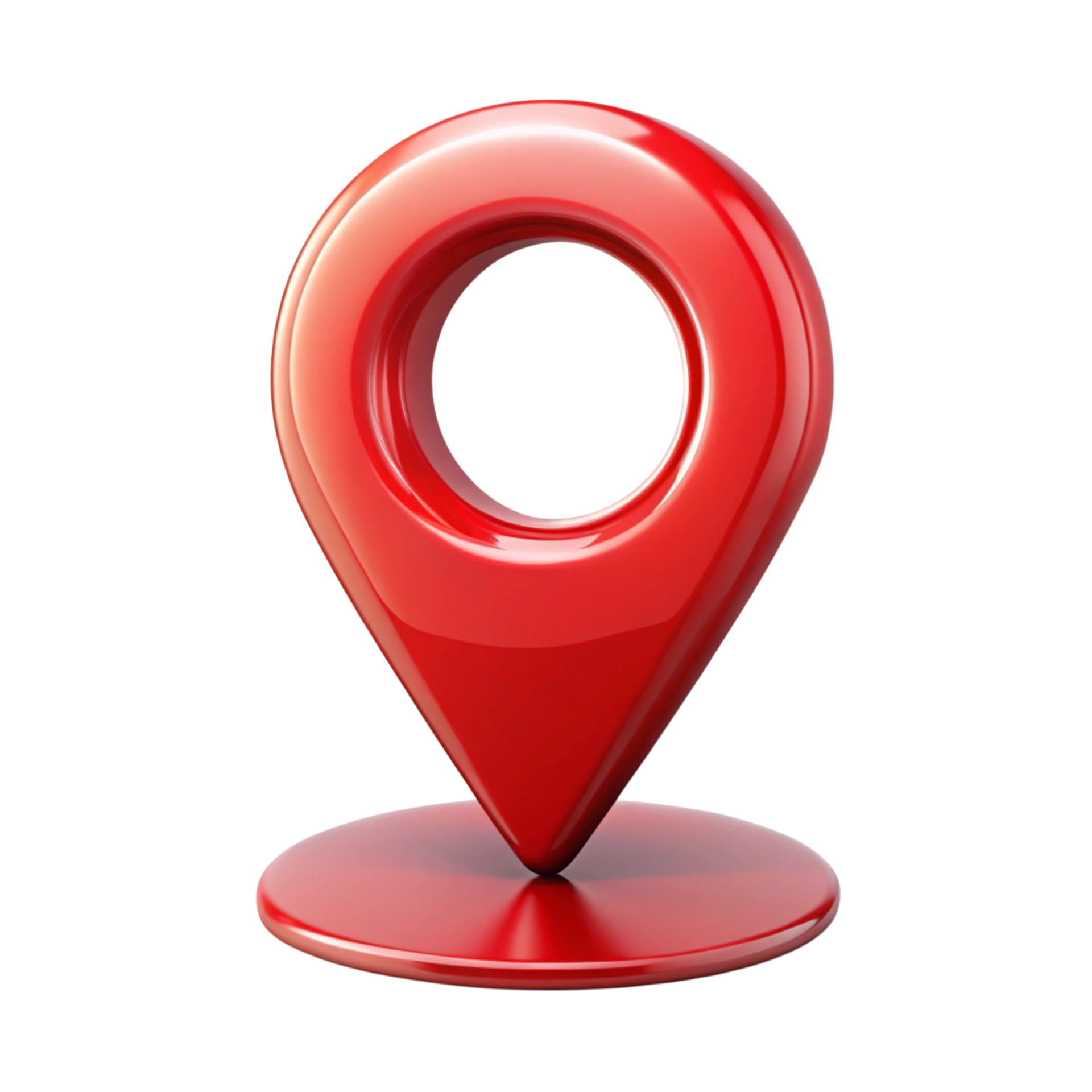 3D render of red location pointer icon, isolated on white, symbolizing maps, GPS, and navigation ...