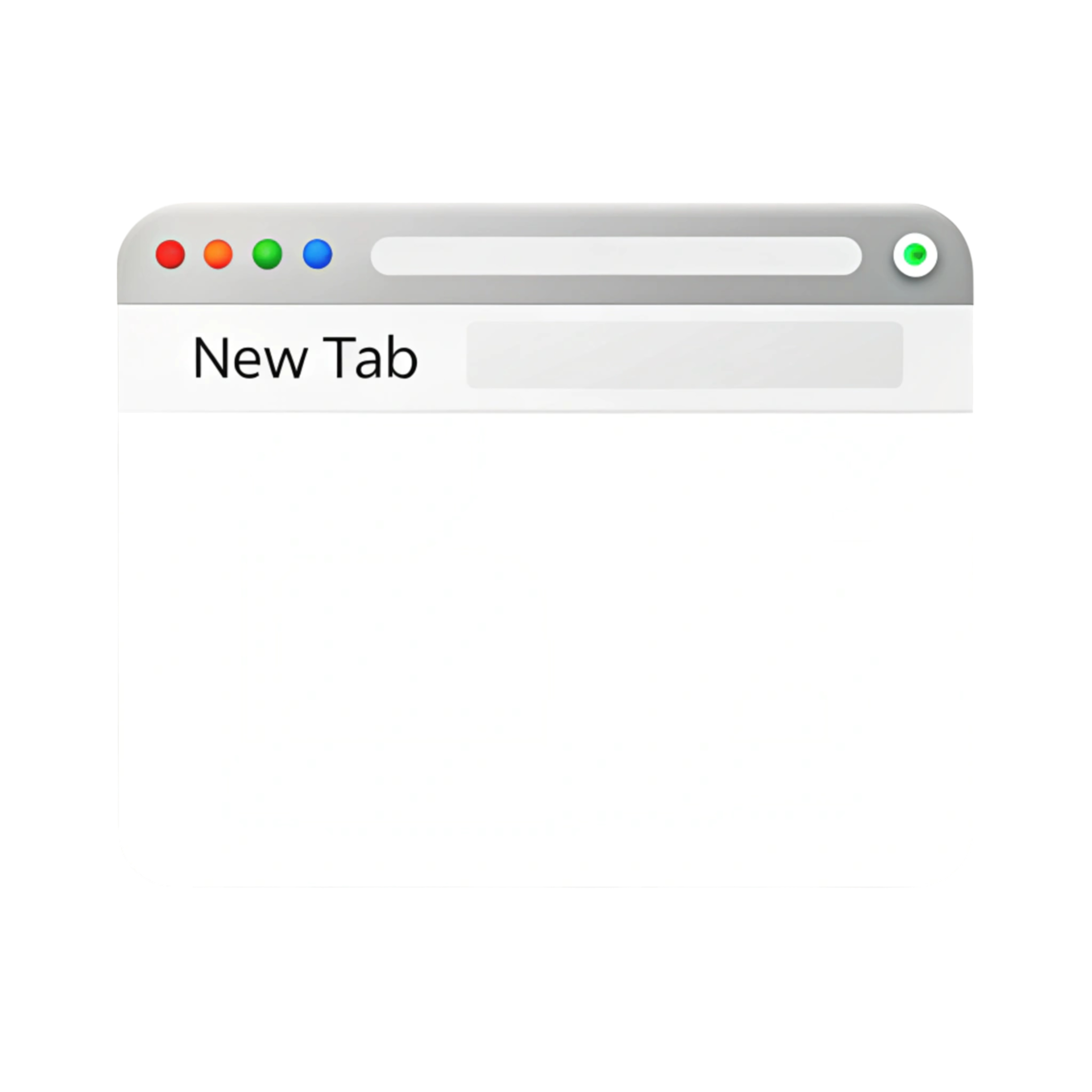 Isolated blank web tab with control buttons, empty browser window ...