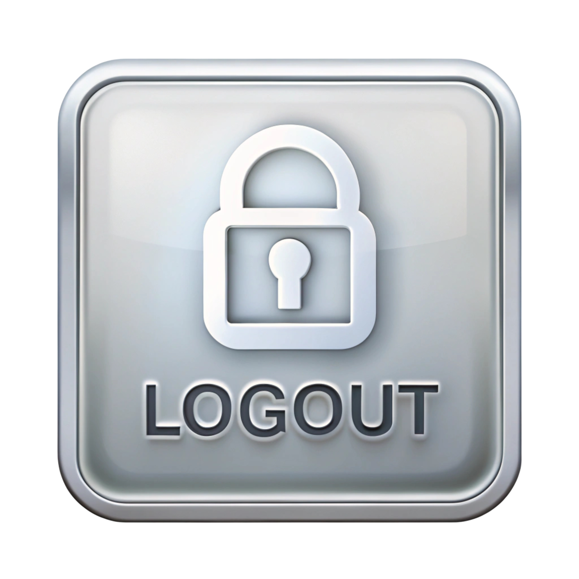 Logout icon with padlock symbol on glossy white button, concept of ...