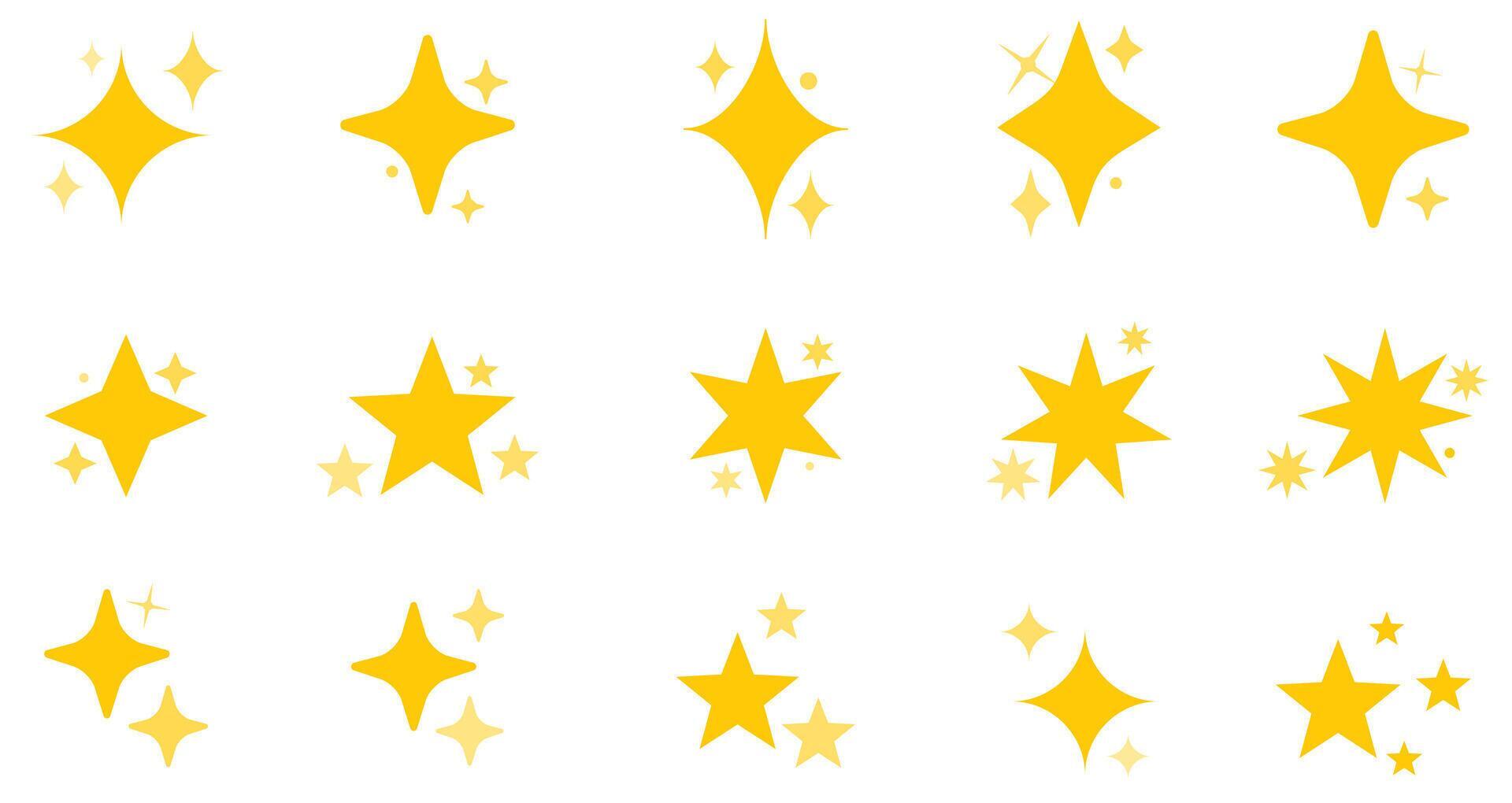 Stars set in yellow color and in different shapes. Blinking stars and sparks icons. 60431877 ...