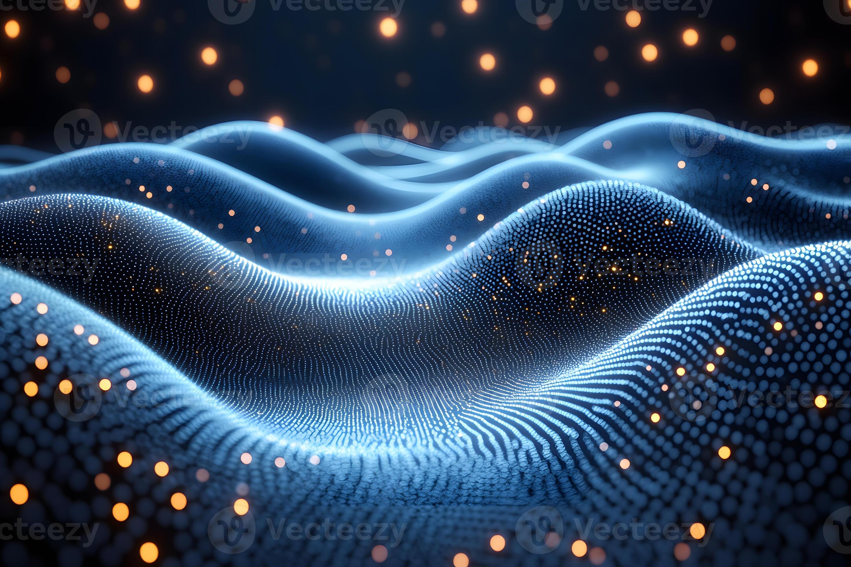 Futuristic Digital Waveforms with Glowing Particles - Ideal for Modern Design and Tech Concepts ...