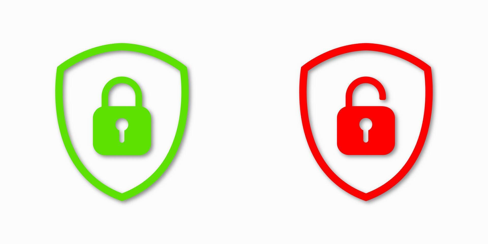 Minimalist Shield Padlock Icons Representing Locked And Unlocked States