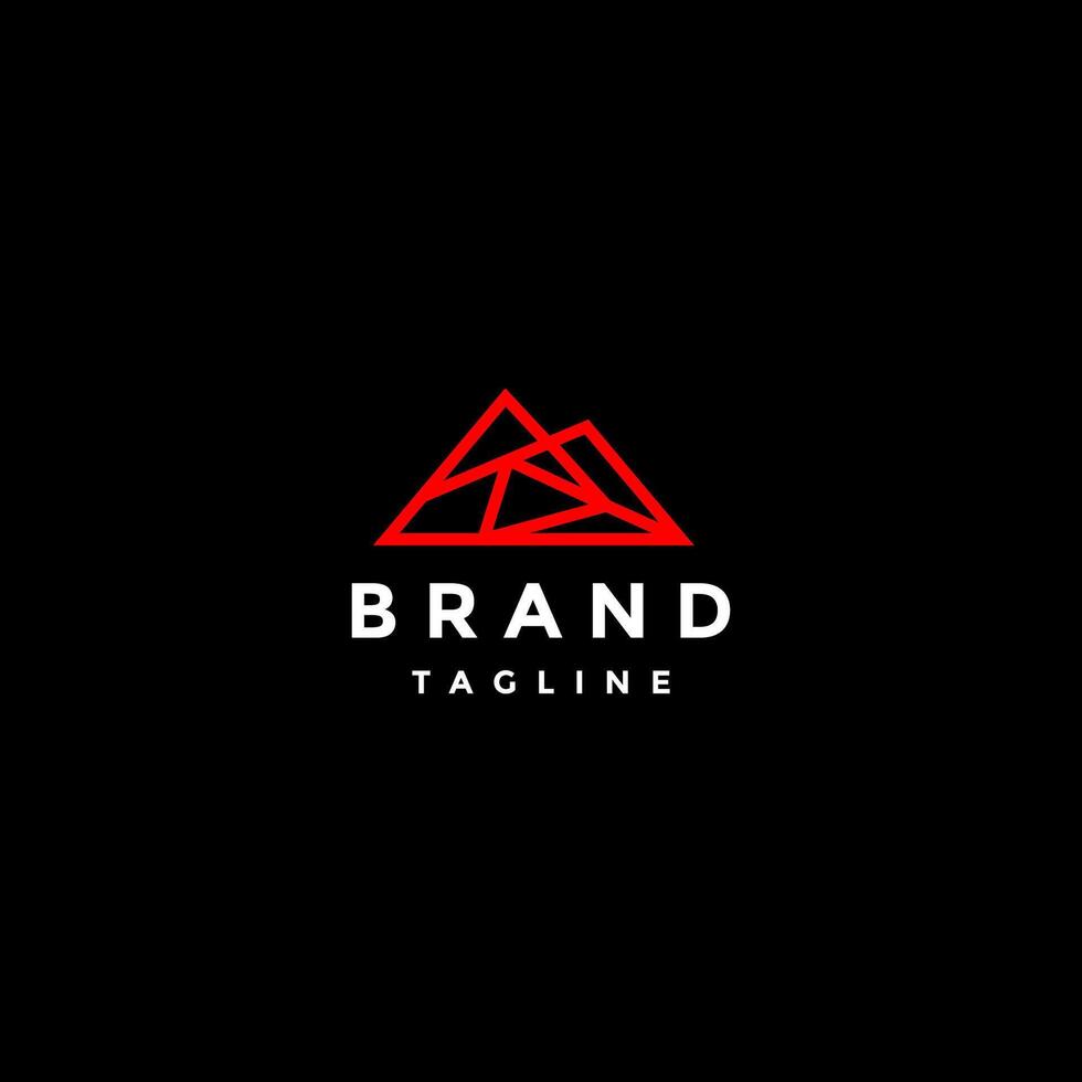 Geometric Mountain Triangle Lines Logo Design. Red Mountain Triangle Frame Logo Design. 60457084 ...
