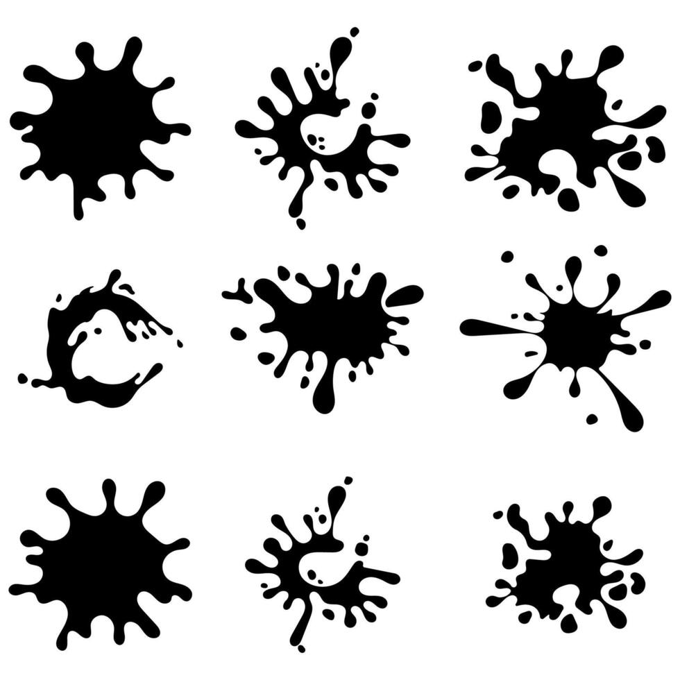 Splatter set splash fluid liquid paint effect urban blobs abstract shapes element graphics ...