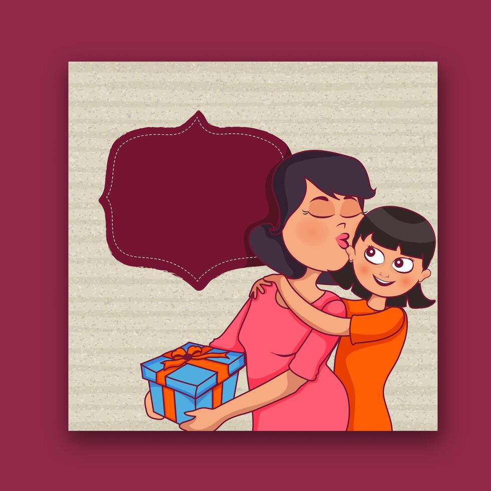 contento de la madre día celebracion con dibujos animados amoroso madre besos su hija y ...